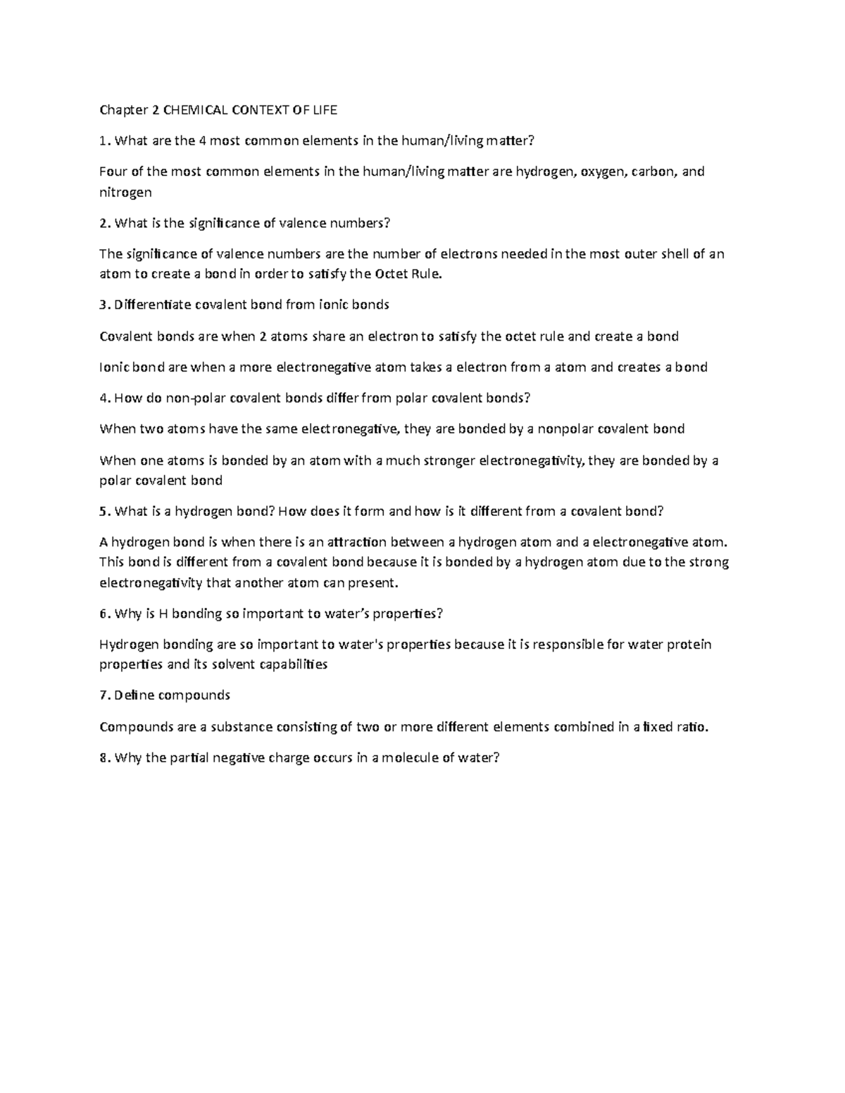 Chapter 2 participation w sheet - Chapter 2 CHEMICAL CONTEXT OF LIFE ...