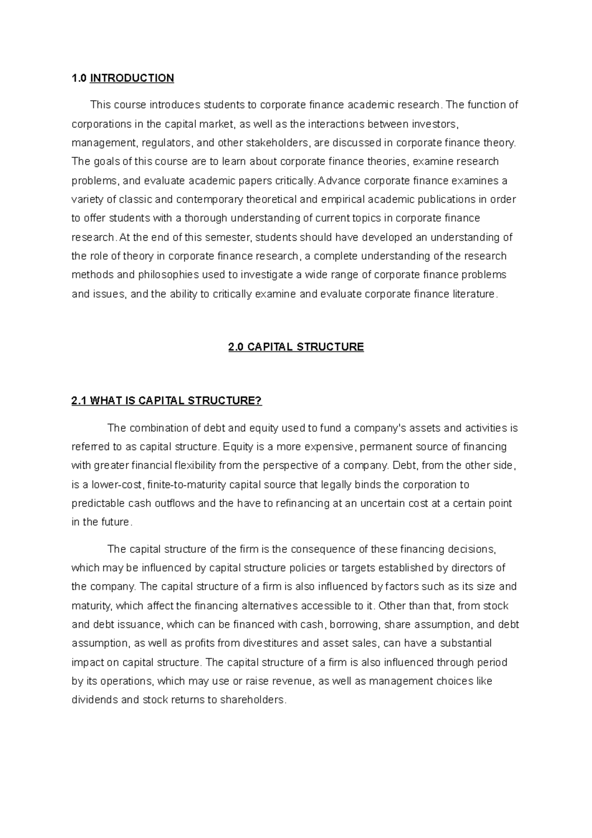 FIN544 Assignment - 1 INTRODUCTION This course introduces students to ...