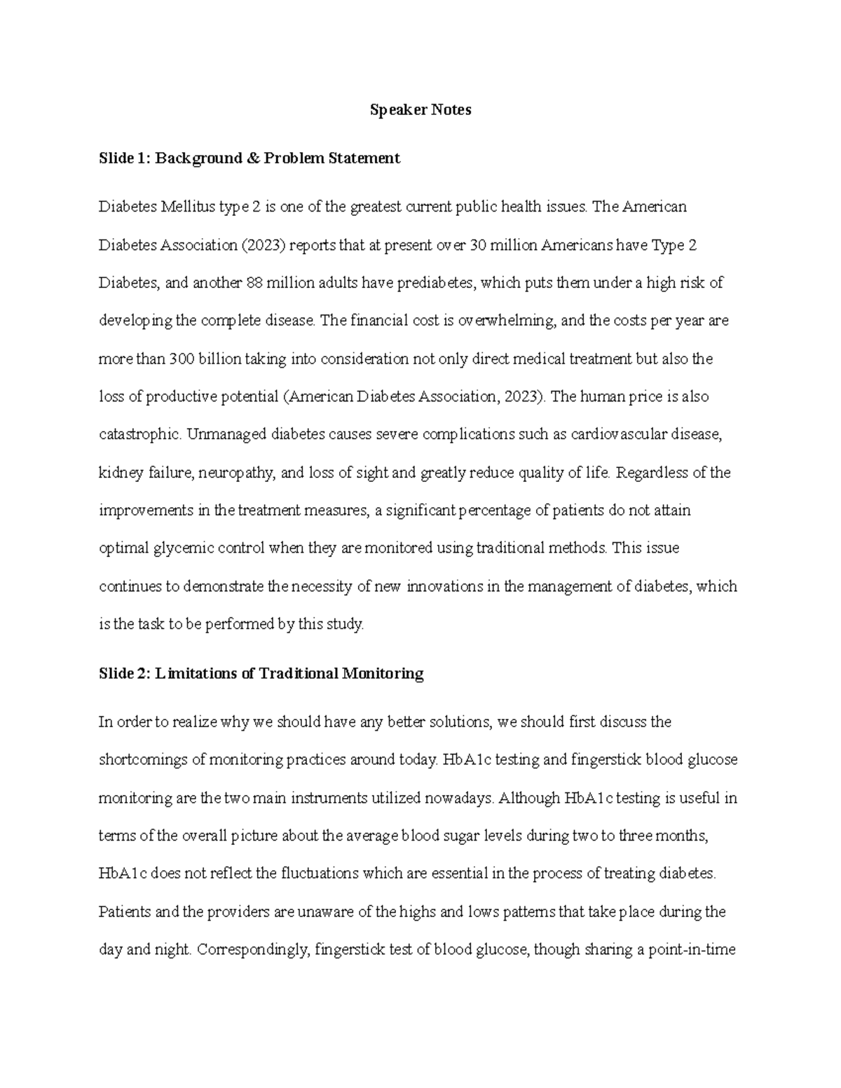 Diabetes Management Innovations: CGM & Health Belief Model (NURS 301 ...