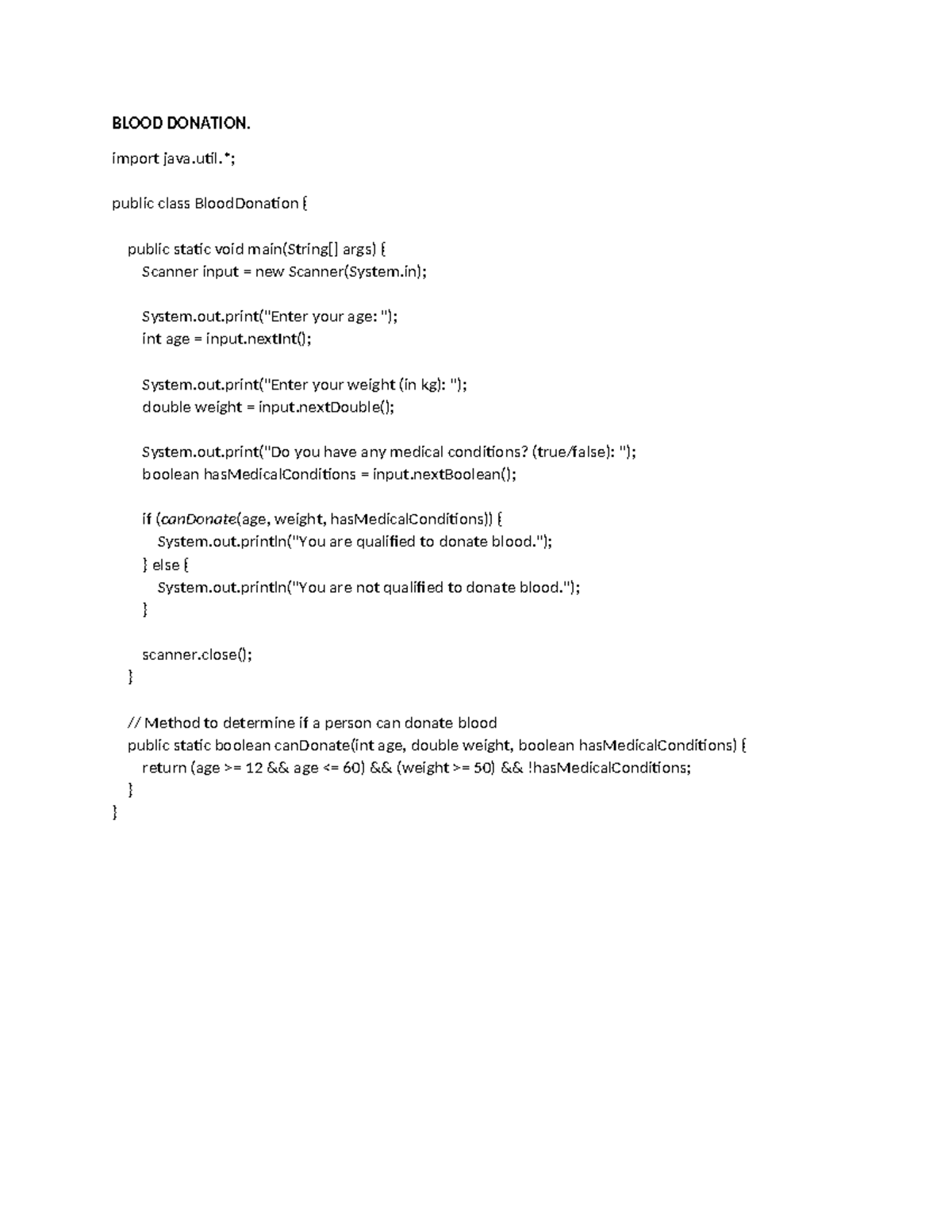 Blood Donation - well program - BLOOD DONATION. import java.*; public ...