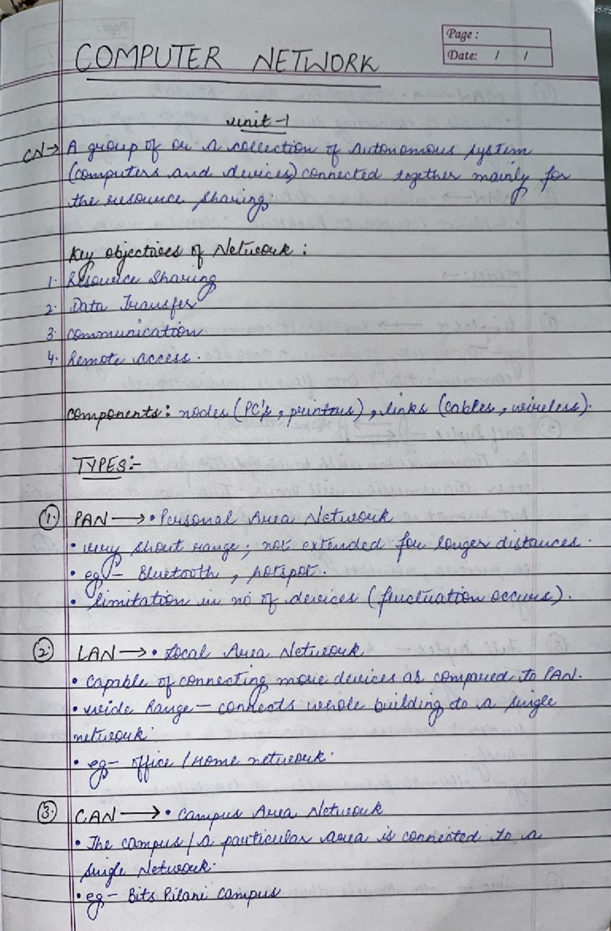 COMPUTER NETWORK: Overview of Network Types and OSI Model - Studocu