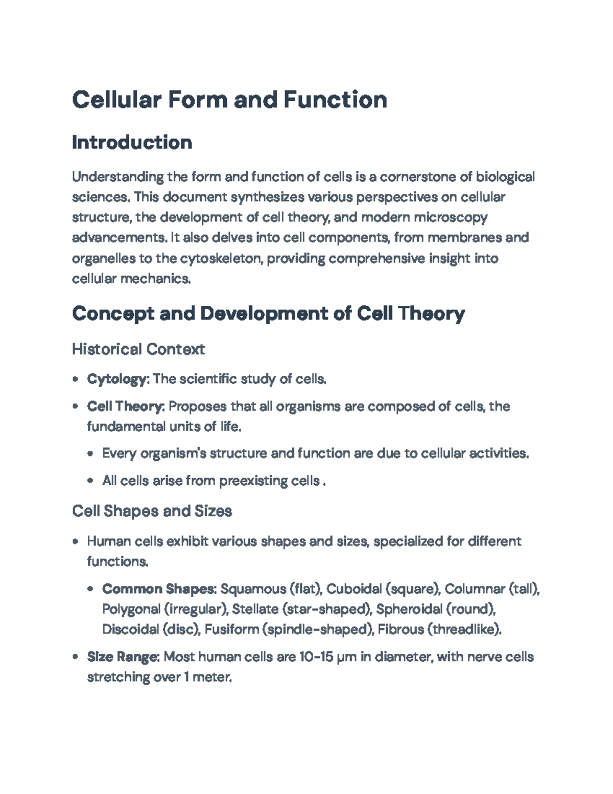 Cellular Form and Function: Insights on Structure and Mechanics ...