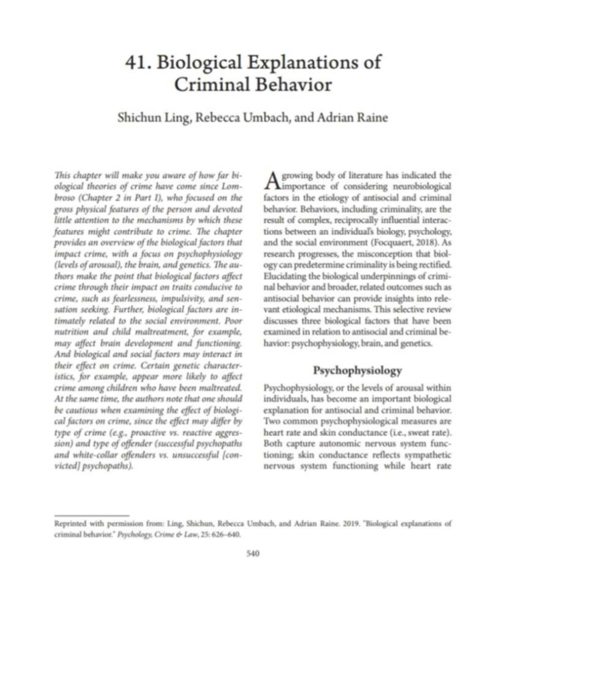 41: Biological Explanations of Criminal Behavior - Summary & Key Points ...