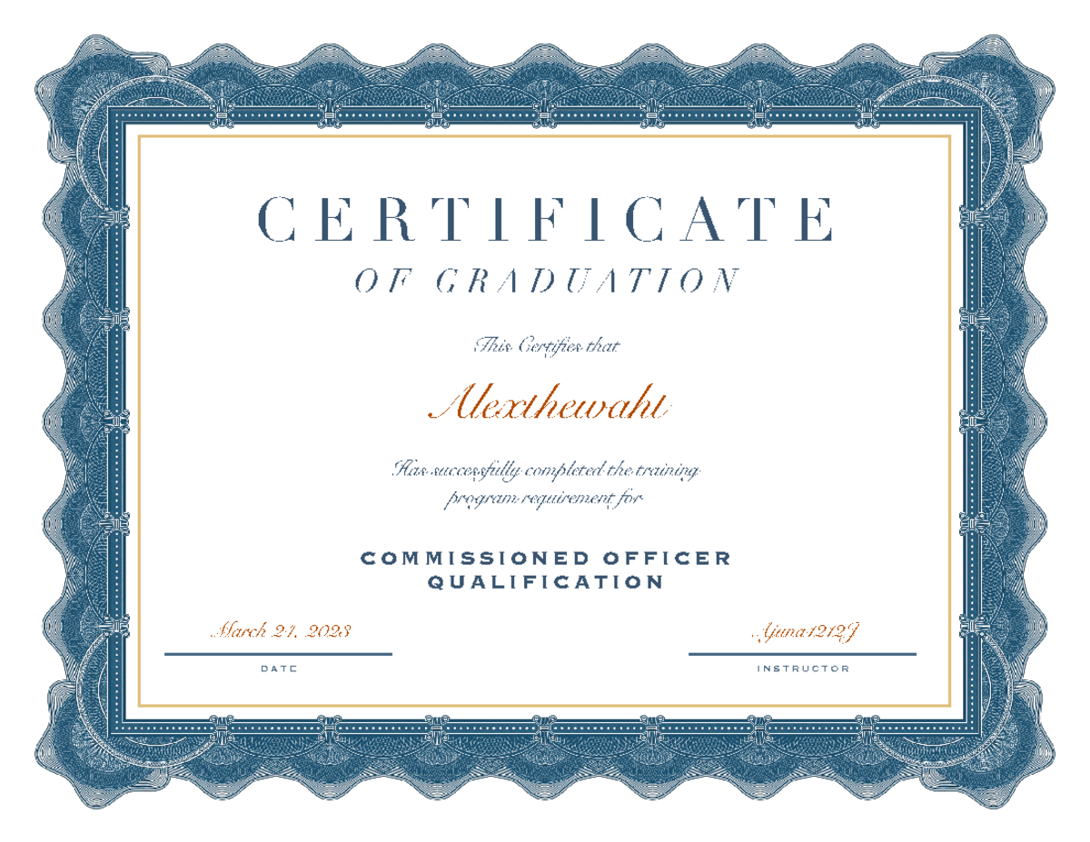 Classic Certificate - un a - ACC 627 - C E R T I F I C A T E O F G R A ...