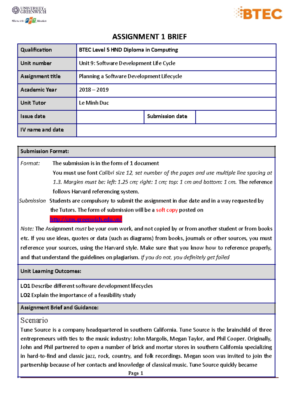 Planning a Software Development Lifecycle (Unit 9) - Assignment 1 Overview - Studocu