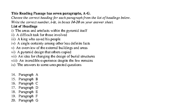 The Step Pyramid of Djoser: Reading Passage Analysis and Headings - Studocu