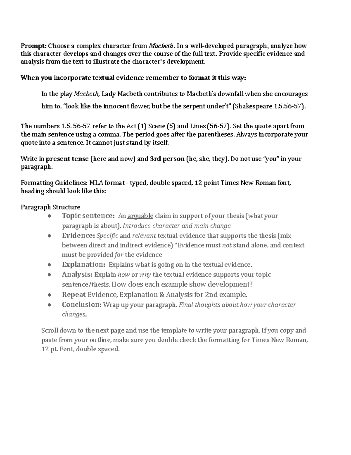 Macbeth Character Analysis: Lady Macbeth's Transformation - Eng II/4 ...