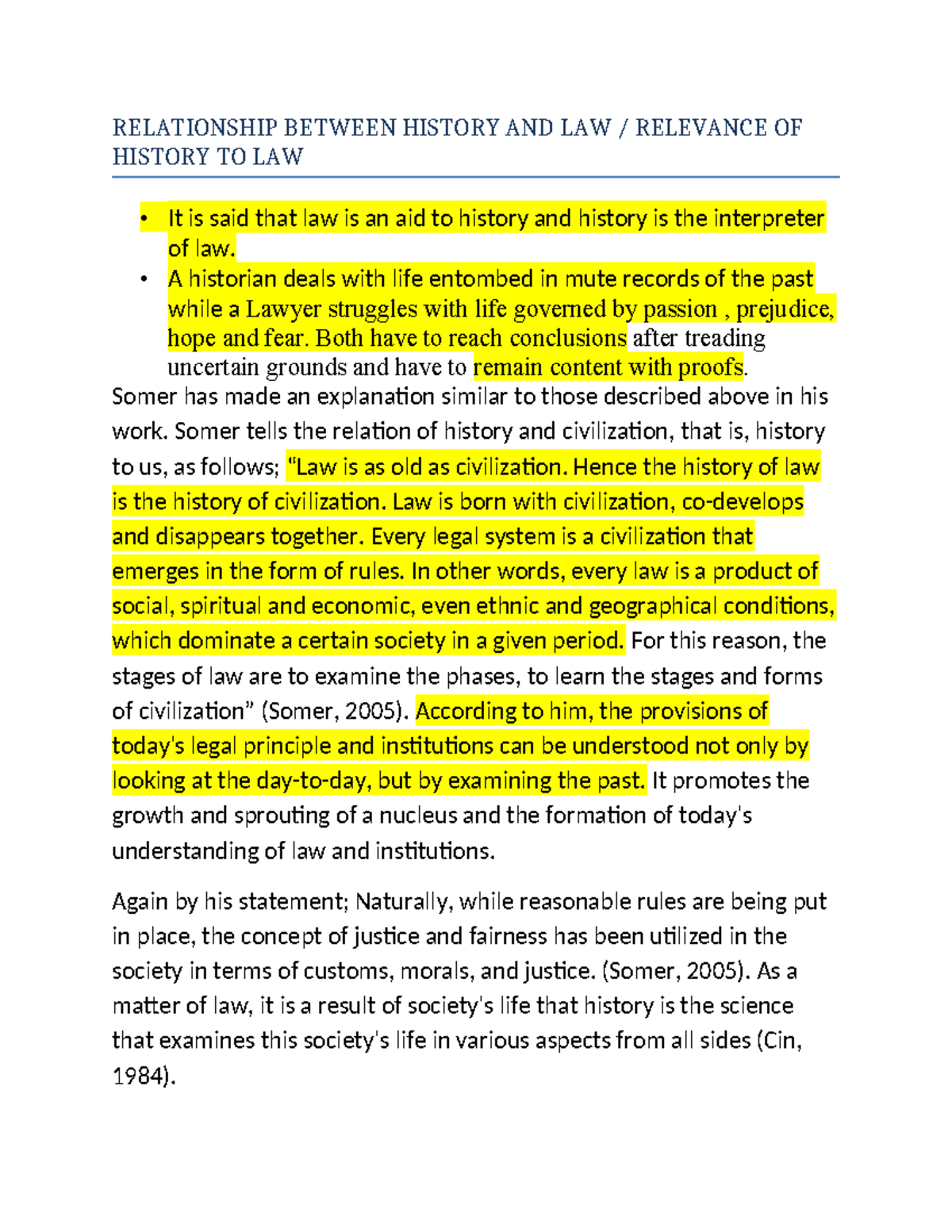 HIST 101: The Interconnection of History and Law in Society - Studocu