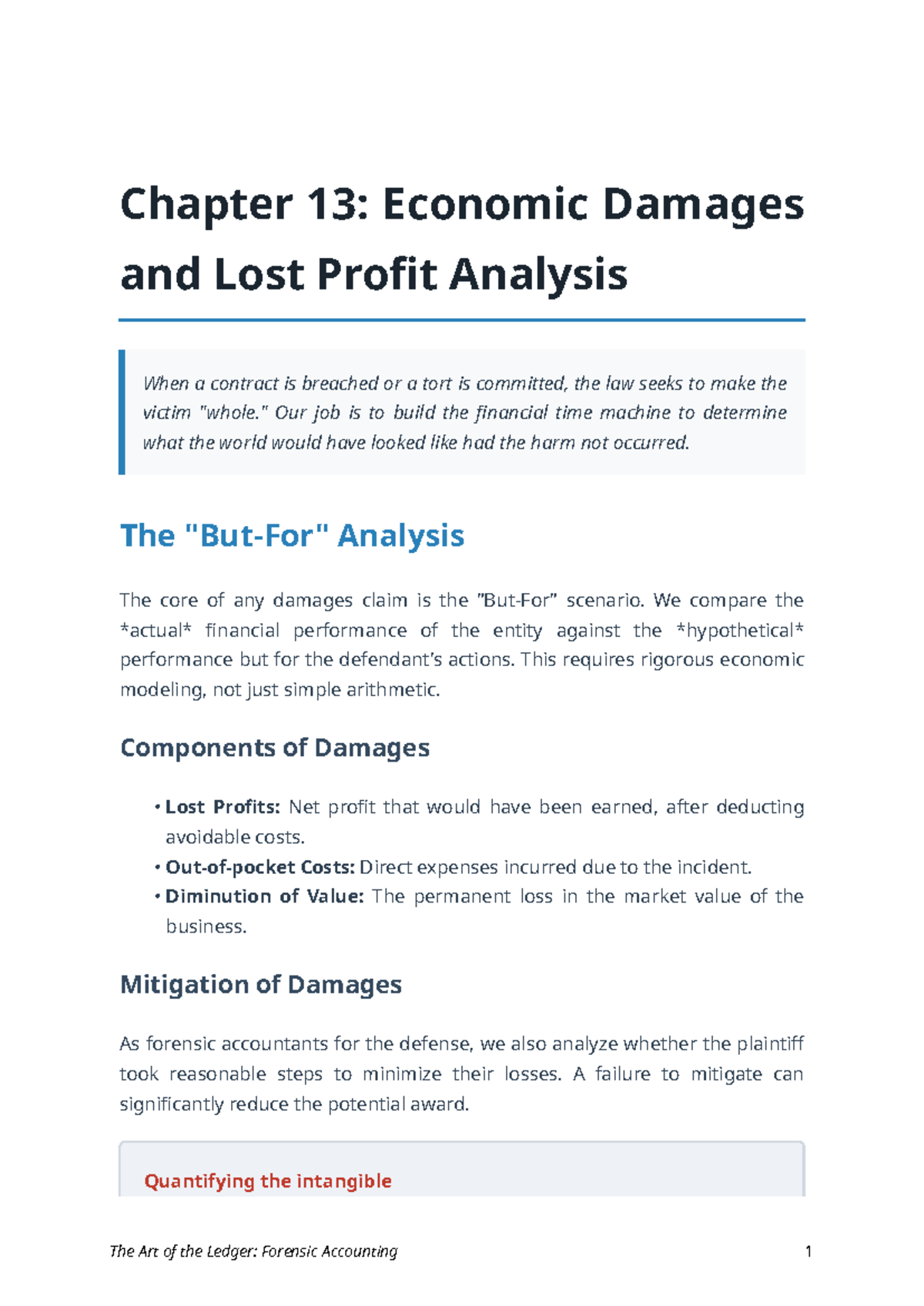 Chapter 13: Economic Damages & Lost Profit Analysis (28Hr FKKn B) - Studocu