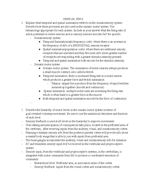 Homework III - Systems Neuroscience - CBNS/PSYCH 124 - MIDTERM II REVIEW QUESTIONS ...