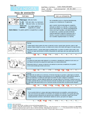Informe Psicológico del Test de Fábulas de Düss - Psicometría II - Studocu