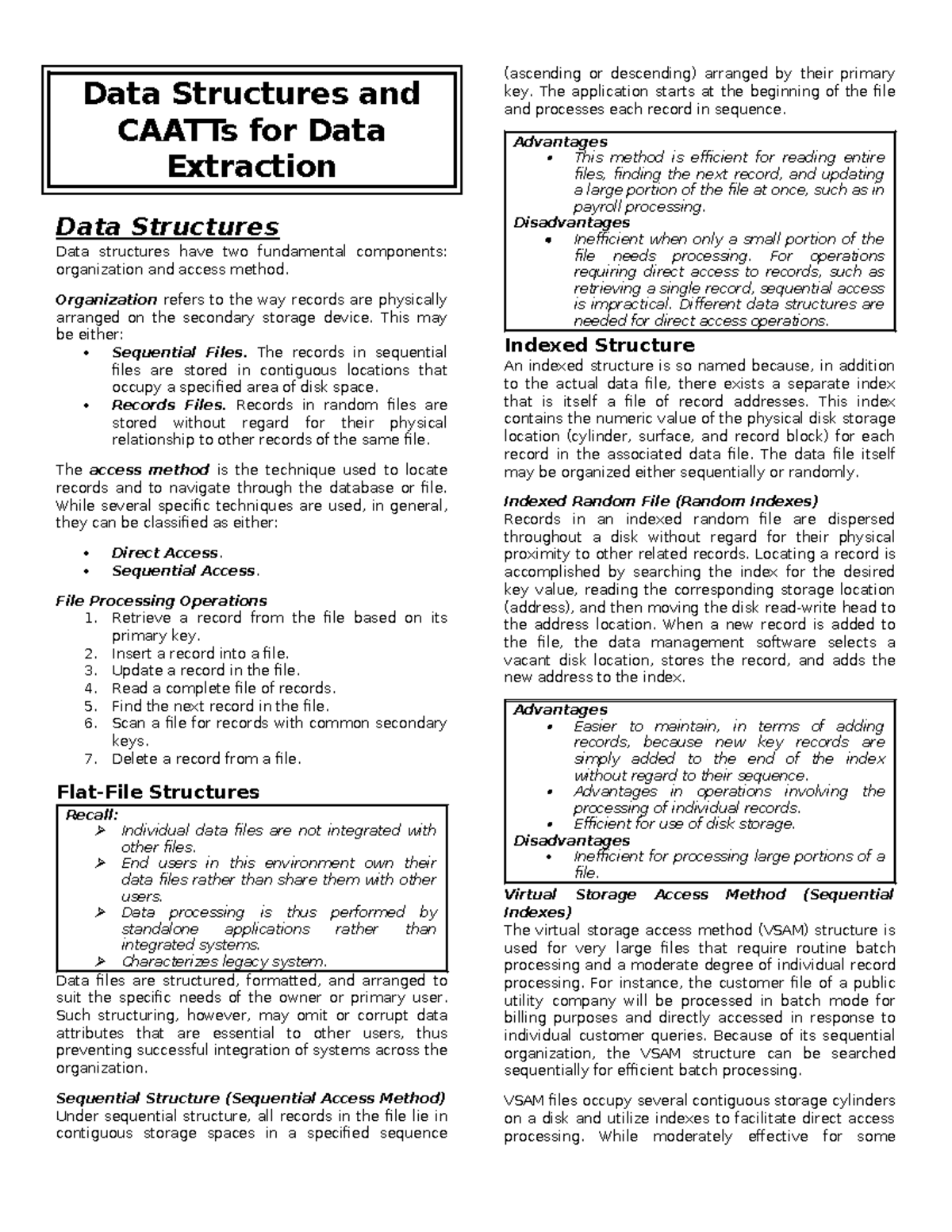 Chapter 8 - Handouts. - Data Structures and CAATTs for Data Extraction Data Structures Data ...