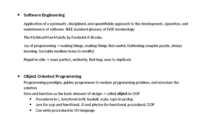 Software Engineering - Final Summary of CS2103T Early Topics - Studocu