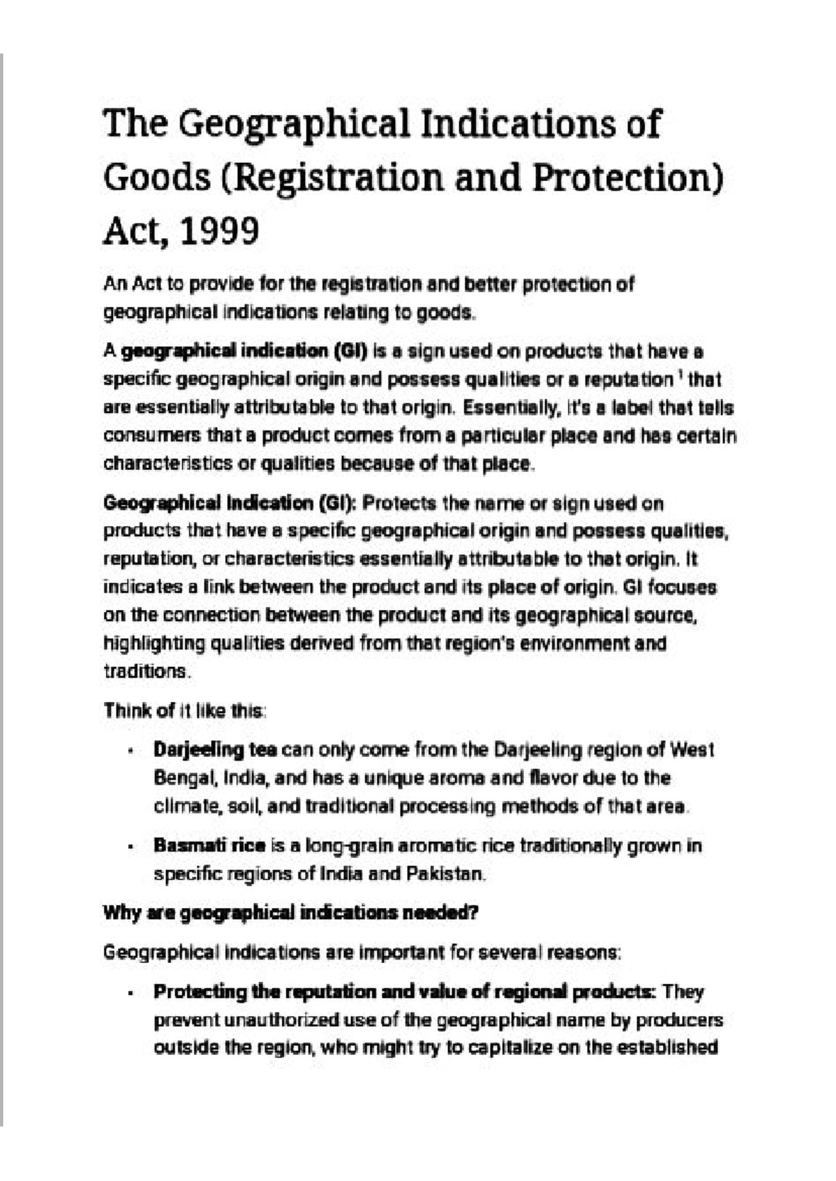 Geographical Indications (GI) Registration & Protection Act Overview ...