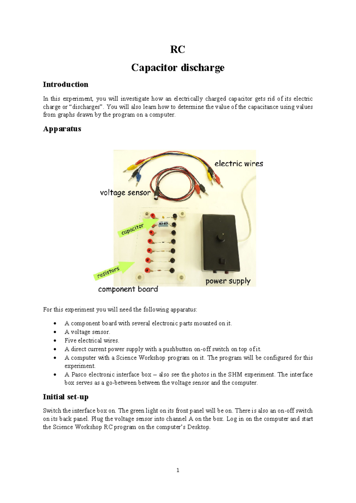 RC Capacitor Discharge Experiment - PHY 124 Instructions - Studocu