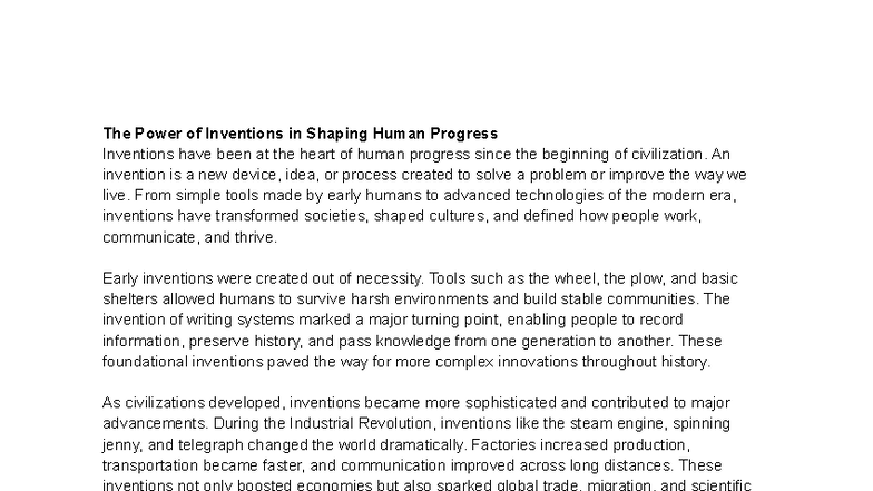 The Power of Inventions in Shaping Human Progress - The Power of ...