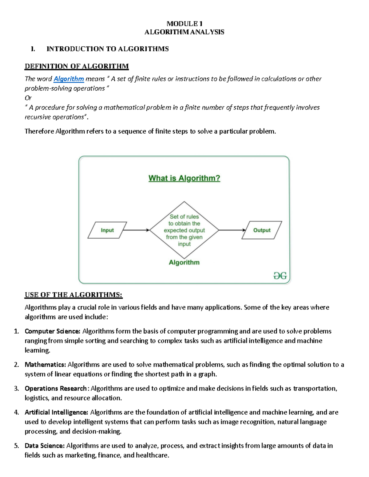 DAA Module 1 - DESIGN AND ANALYSIS OF ALGORITHM notes based on Kerala ...