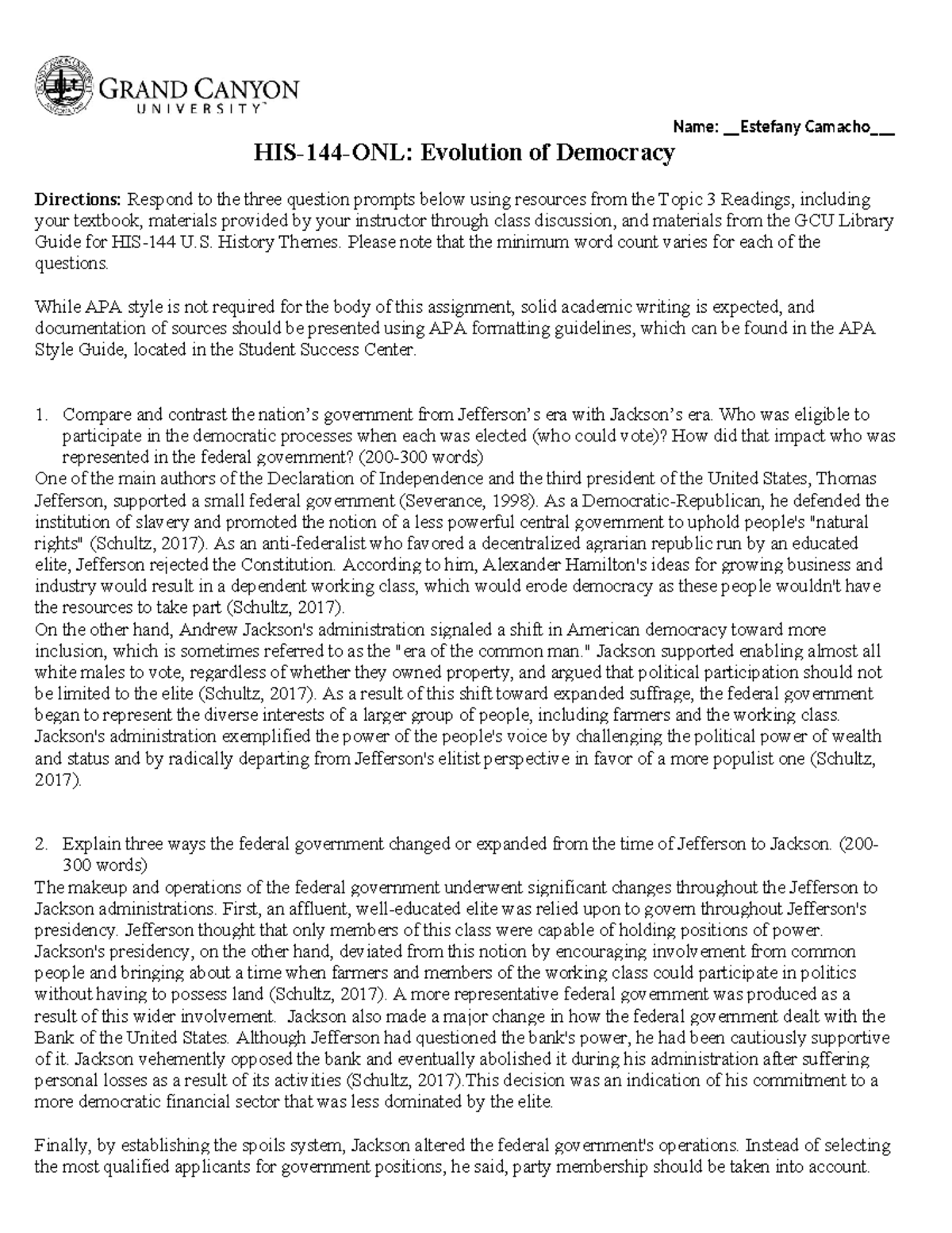 Evolution of Democracy Worksheet - Name: Estefany Camacho_ HIS-144-ONL ...