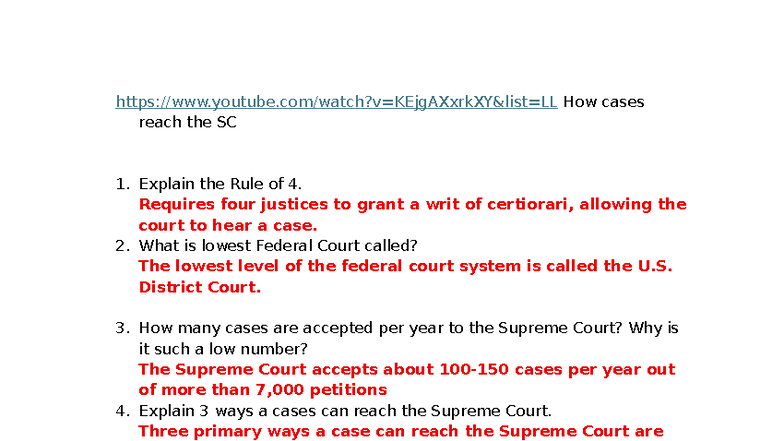 Supreme Court Overview: Processes, Cases, and Key Decisions - Studocu