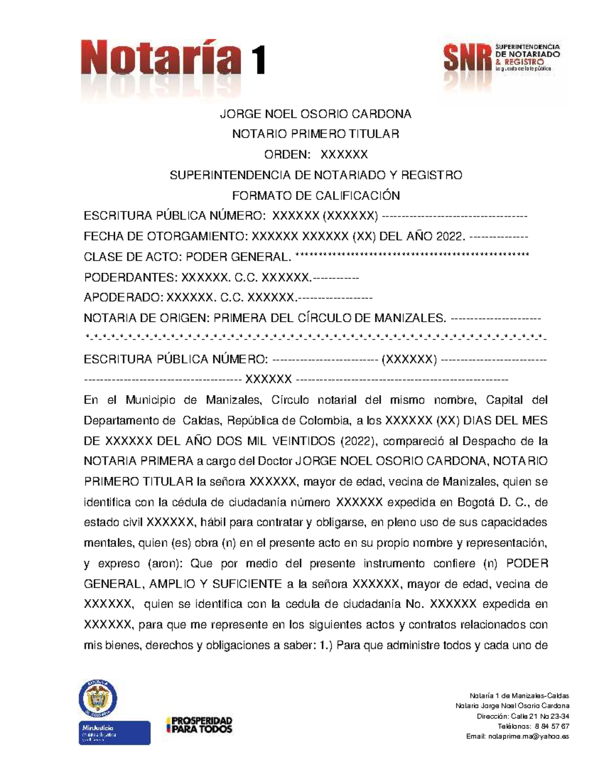 Formato de Poder General N1M - Notaría 1 de Jorge Noel Osorio Cardona ...