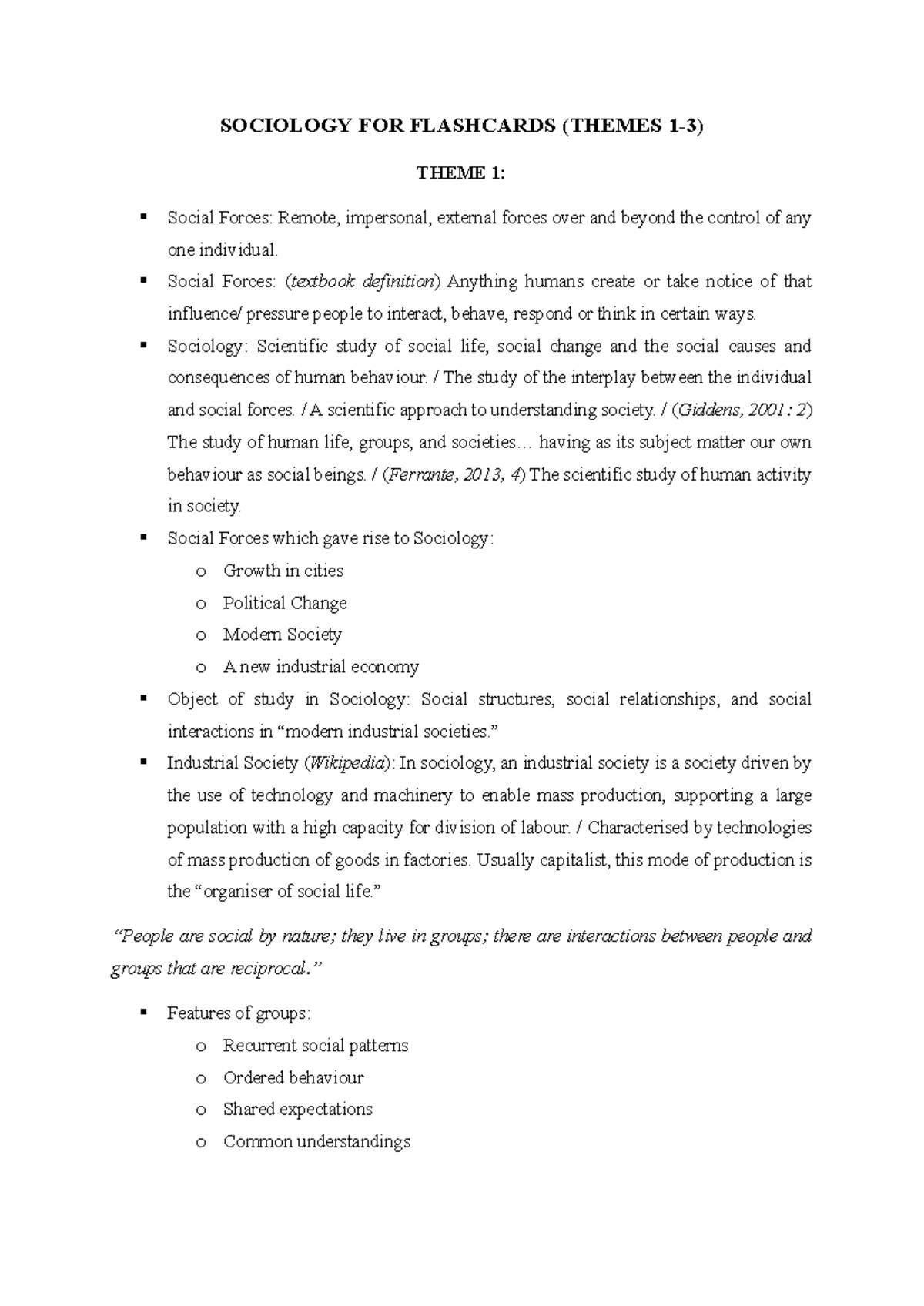 Sociology Flashcards: Themes 1-3 Overview - Studocu