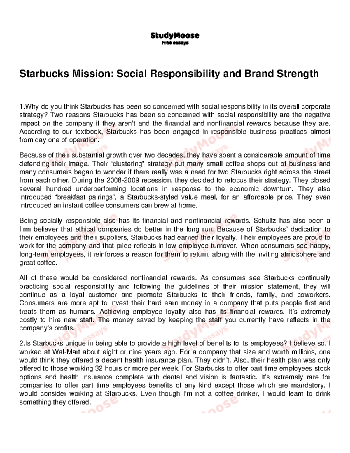 Starbucks Mission: Exploring Social Responsibility and Brand Strength ...