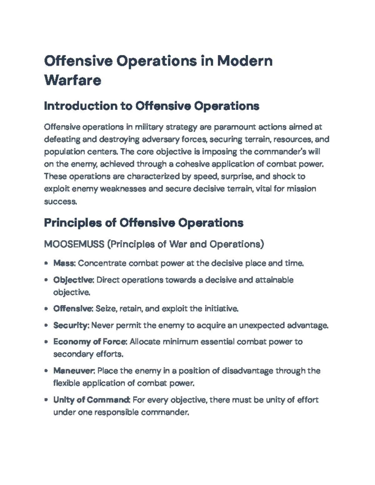 Offensive Operations in Modern Warfare: Principles and Tactics ...