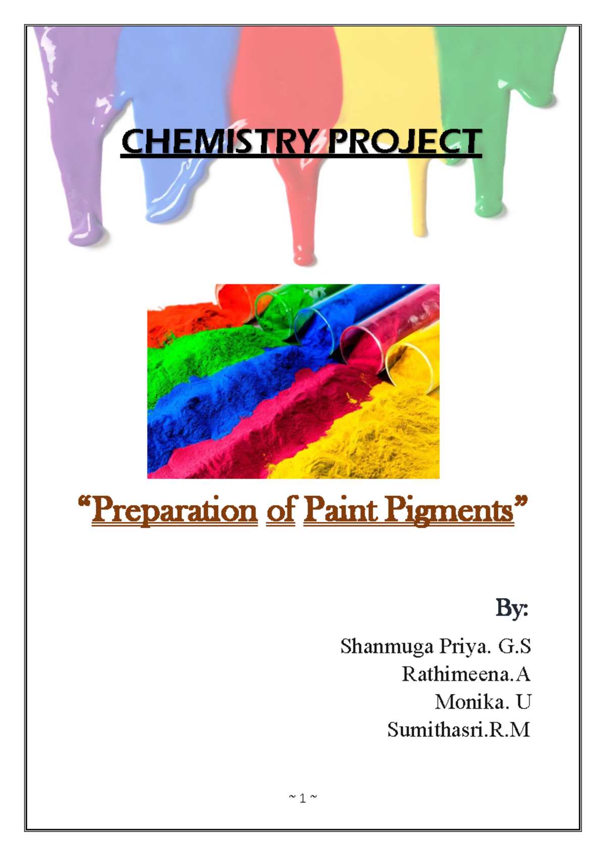 Analysis of Paint Pigments: A Chemistry Project for XII-F - Studocu