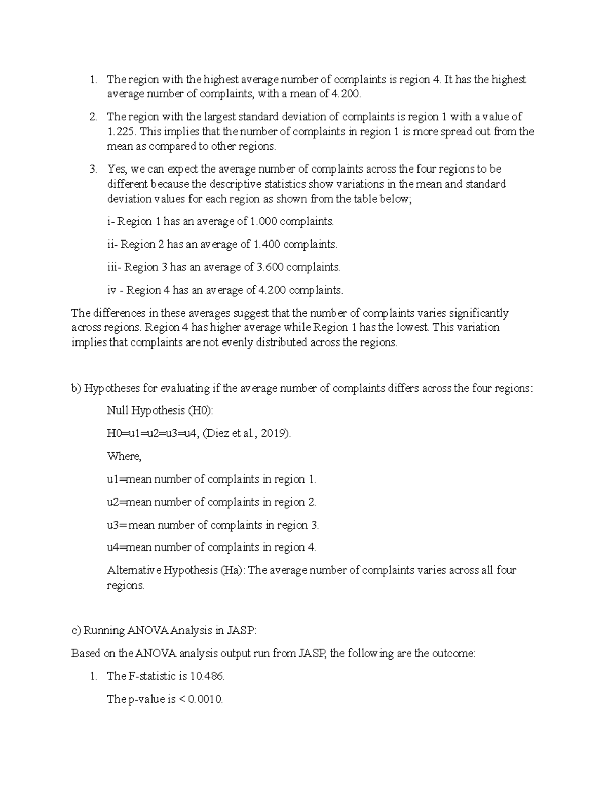 Math 1281 assignment unit 5 - The region with the highest average ...