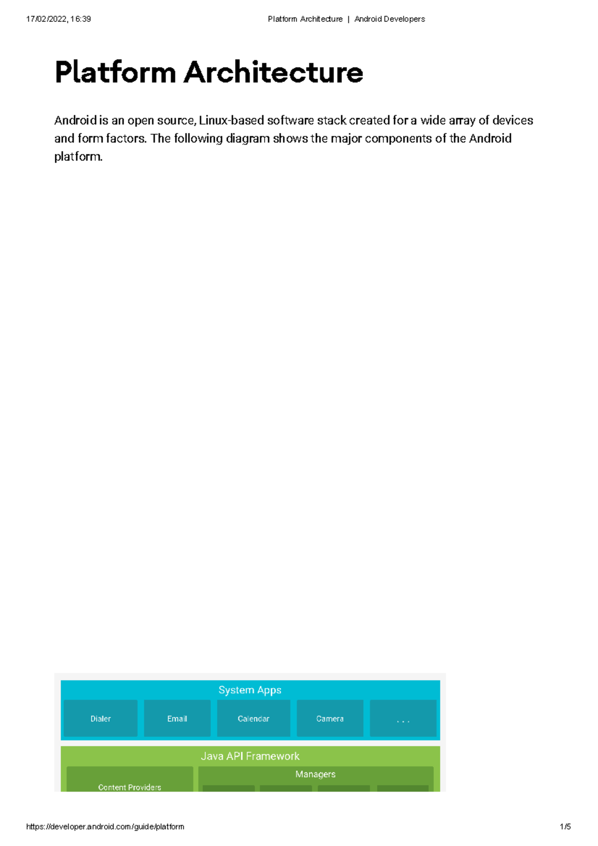 Platform Architecture - Platform Architecture Android is an open source, Linux-based software ...