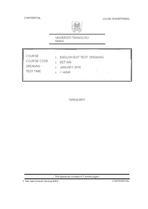 EET699 Speaking TEST Sample Question - Voice 1: English Exit Test ...