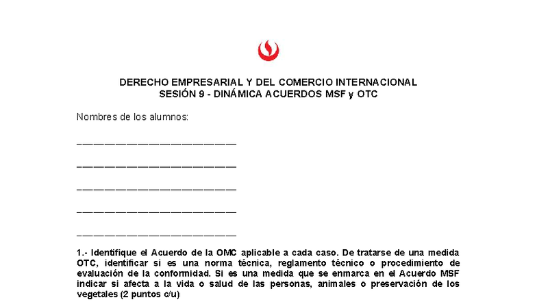 DERECHO EMPRESARIAL Y COMERCIO INTERNACIONAL SESIÓN 11: MSF y OTC - Studocu