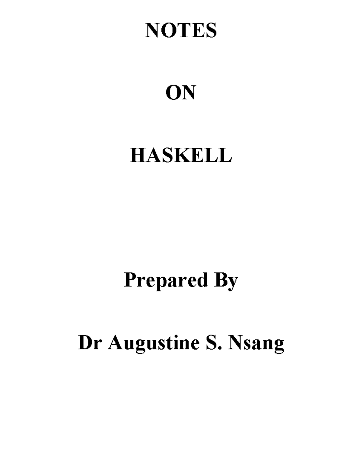 Haskell Programming Notes: Chapter Overview and Key Concepts - Studocu