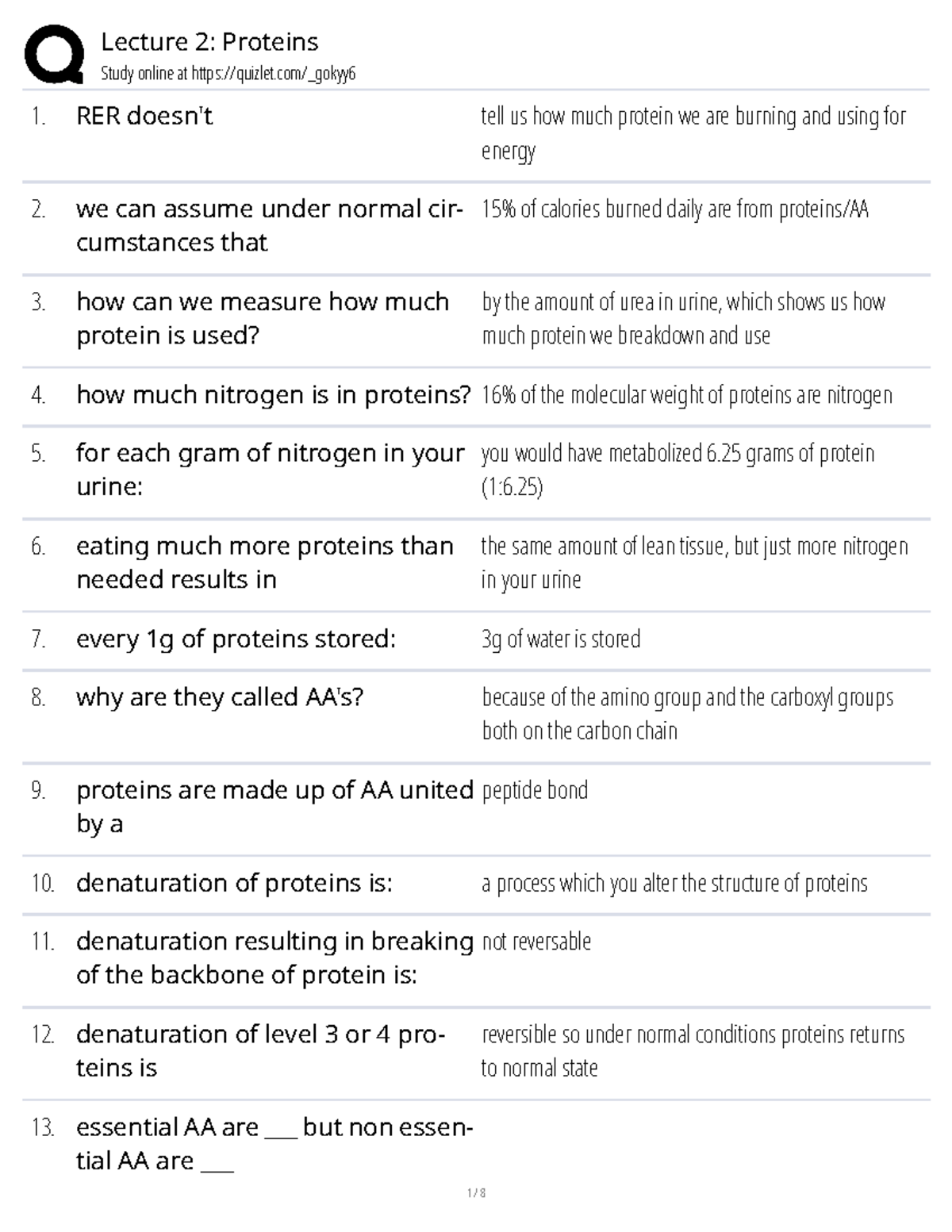 Protein Study Notes for BIOS 101: Understanding Amino Acids and ...