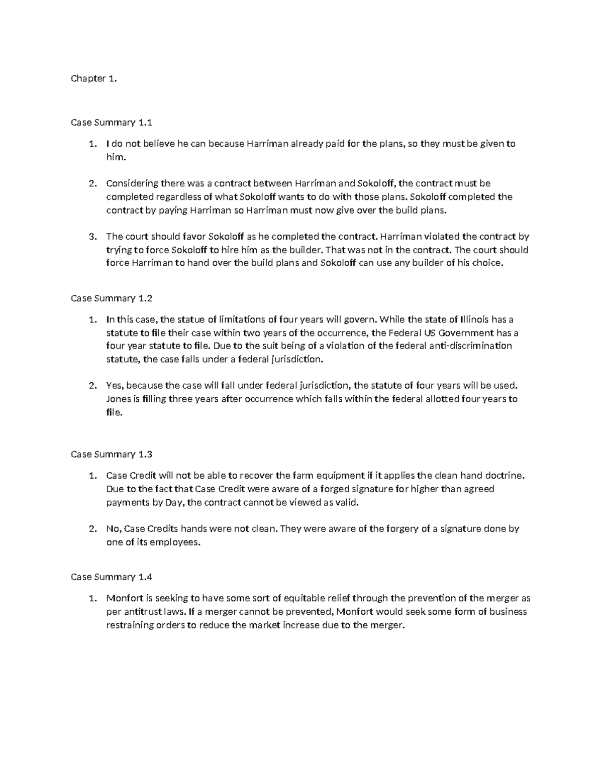 Business Law Case Study - Summary of Key Legal Cases - Studocu