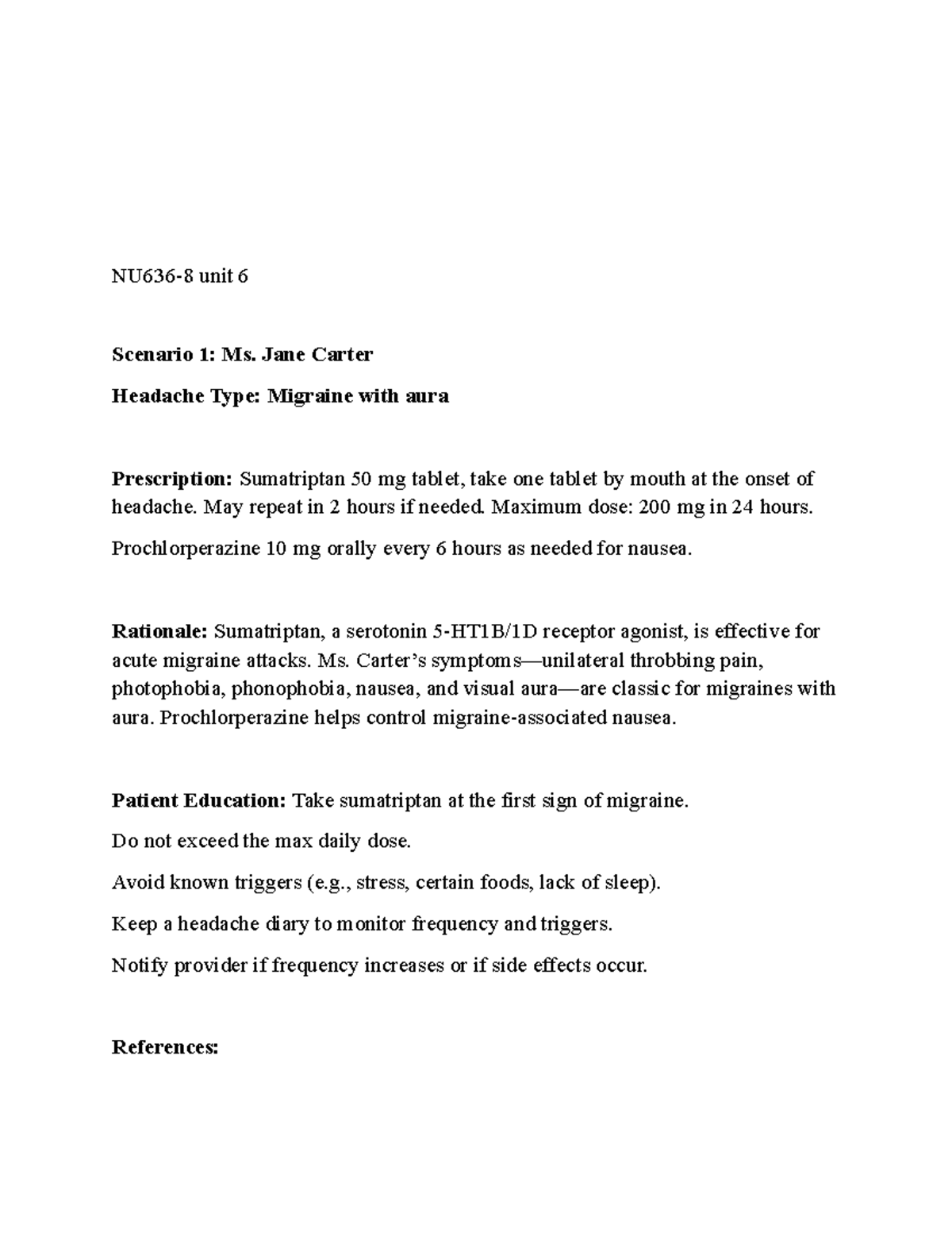 Unit 6 headache management scenarios and treatment plans - Studocu