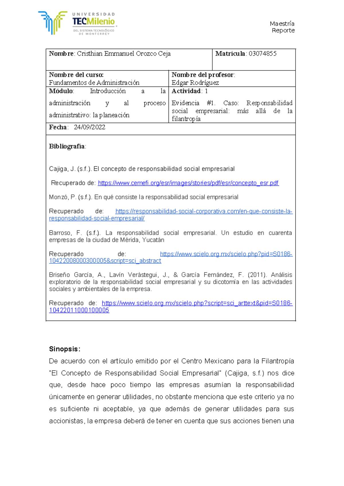 Activida 1 Equipo 1 - Reporte Nombre: Cristhian Emmanuel Orozco Ceja ...