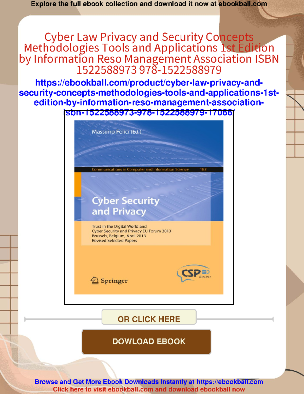 Cyber Law and Security: Concepts, Methodologies, and Applications - Studocu