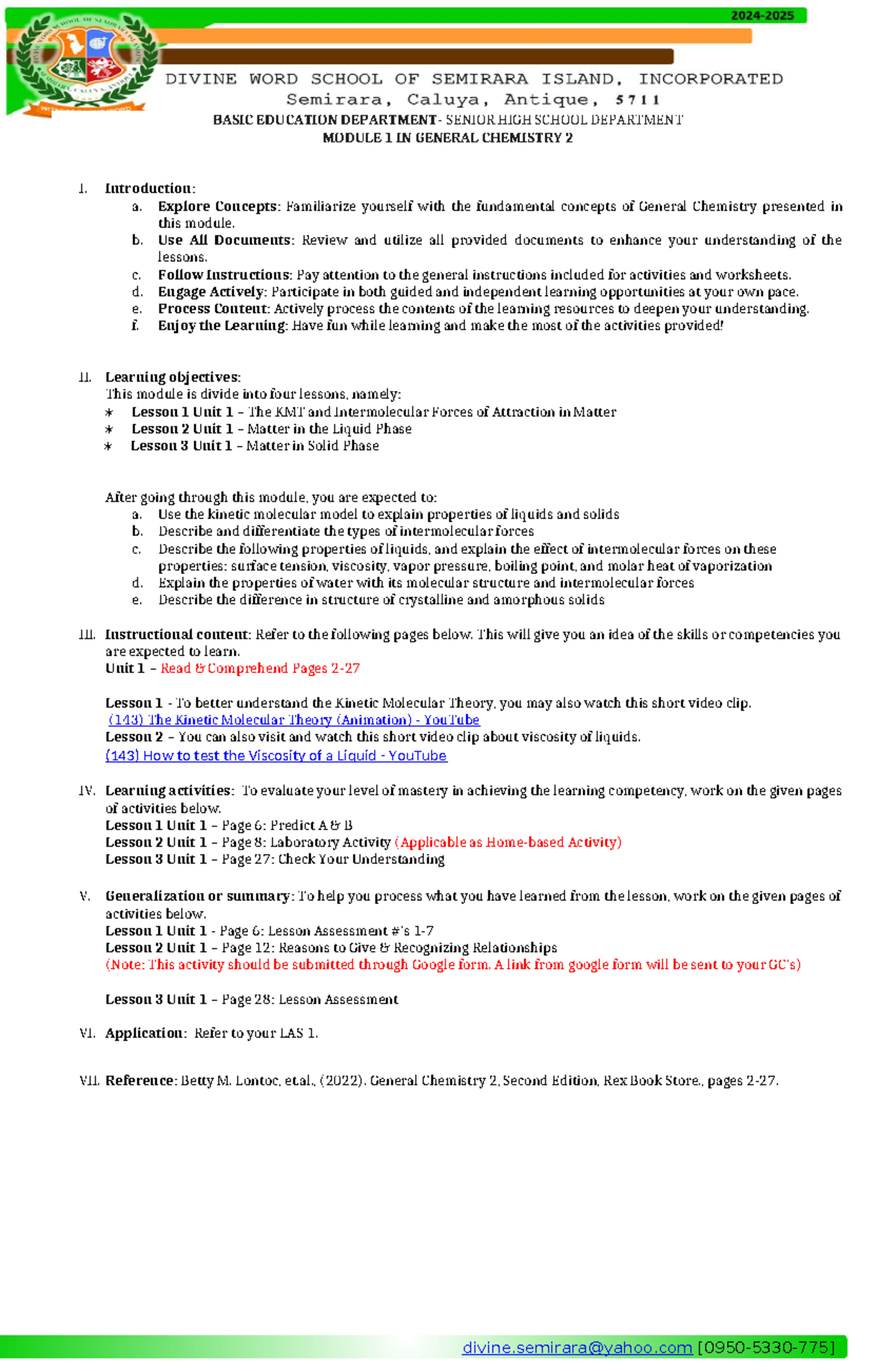 BASIC EDUCATION SENIOR HIGH SCHOOL MODULE 1: GENERAL CHEMISTRY 2 - Studocu