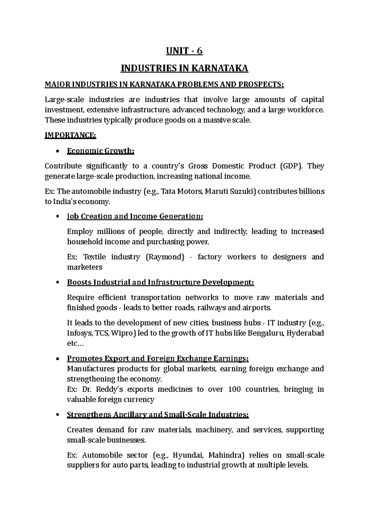 UNIT 6: Major Industries in Karnataka - Problems & Prospects Analysis ...