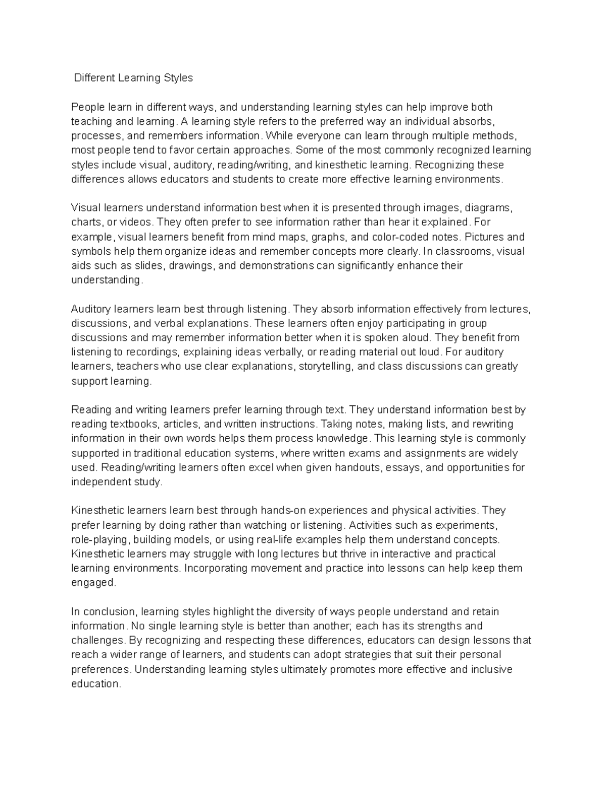 Understanding Learning Styles: Enhancing Education Effectiveness - Studocu