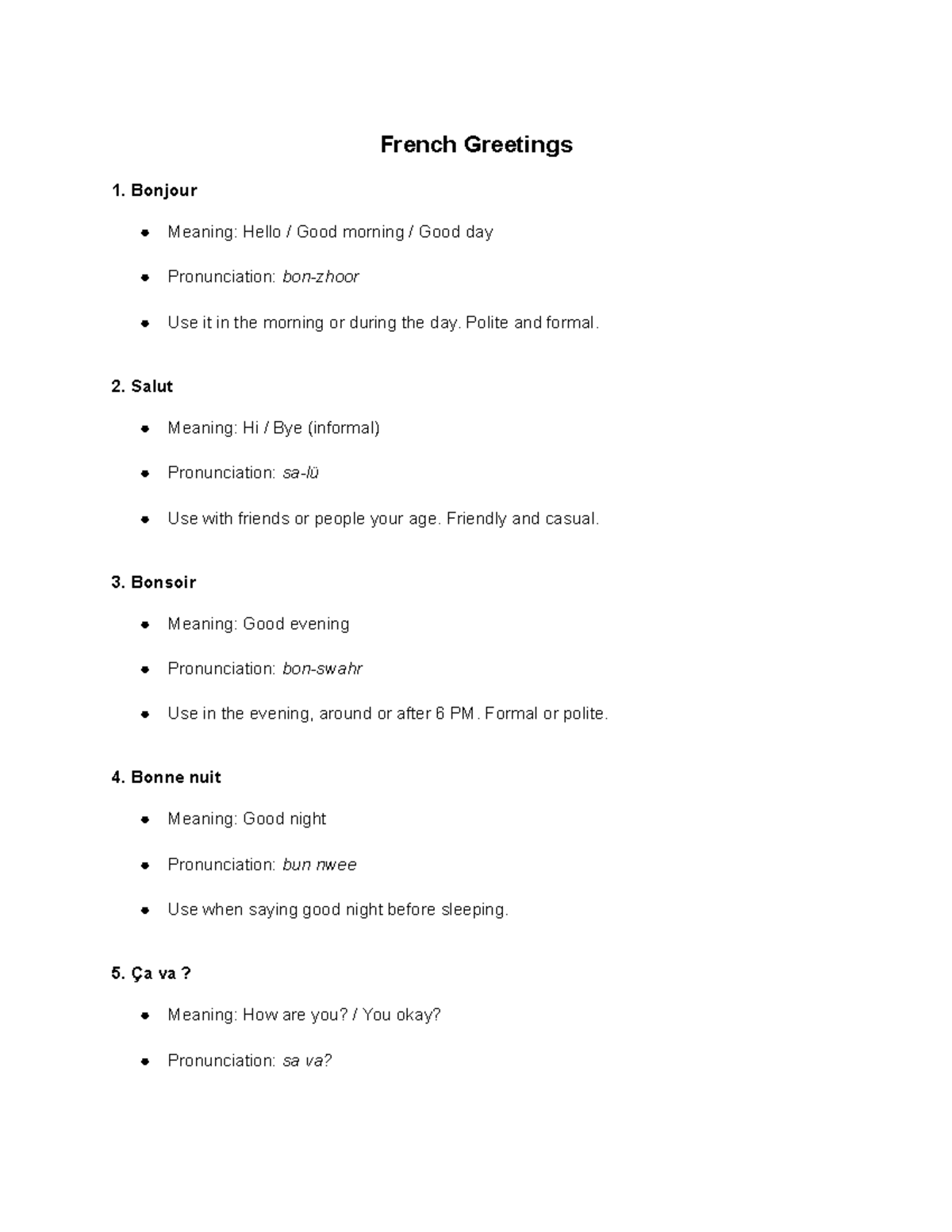 AIOU 1er Cours - French Greetings and Basic Introductions - Studocu