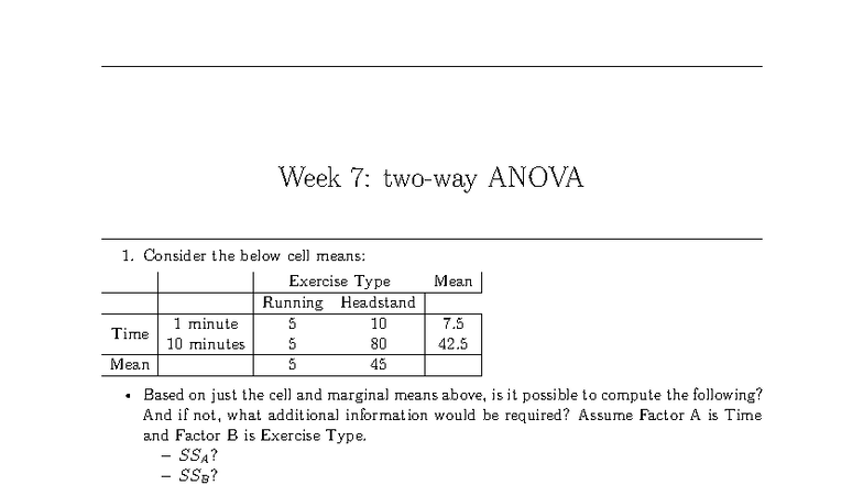 PSYC 305 Lecture 7: ANOVA Practice Self-Test - Studocu