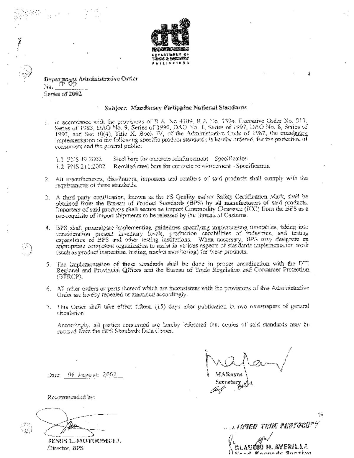 DAO 05: Implementation of Standards for Concrete Reinforcement - Studocu