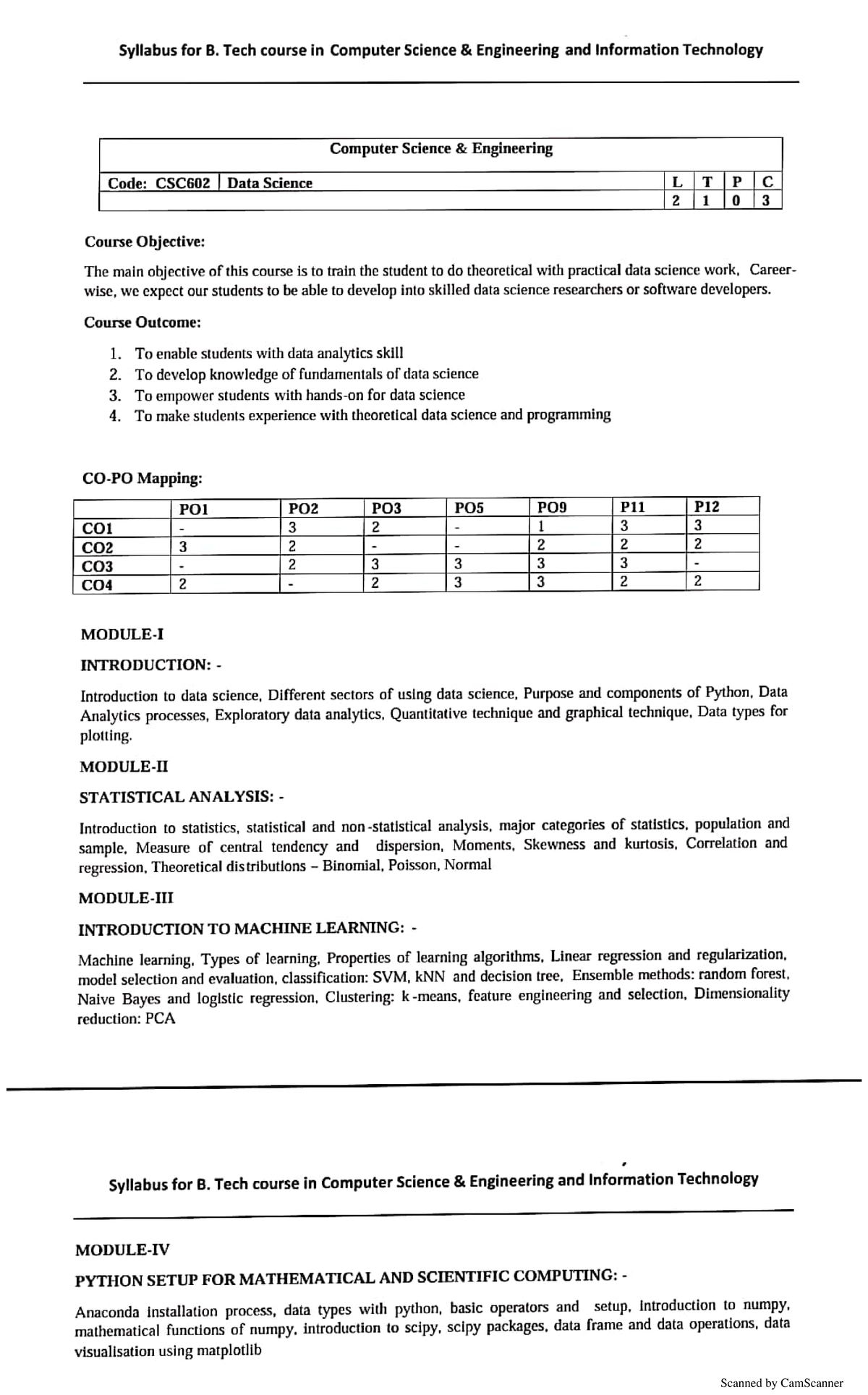B. Tech Syllabus: CSC602 Data Science & ITO601 Information Retrieval ...