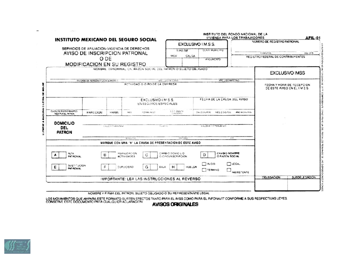 IMSS Afil-01: Aviso de Inscripción Patronal y Requisitos - Studocu