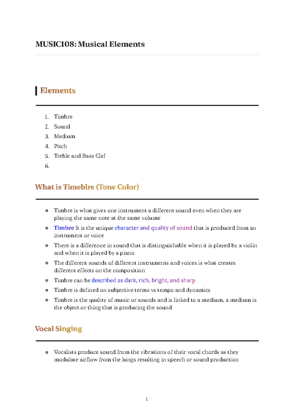 MUSIC108: Understanding Musical Elements and Their Characteristics ...