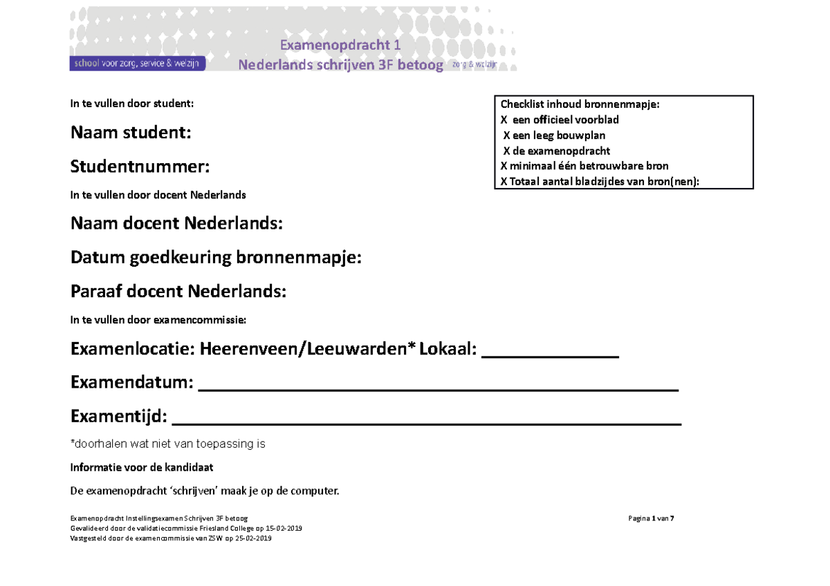 Nederlands 3F Betoog Examenopdracht en Voorbereiding Informatie ...