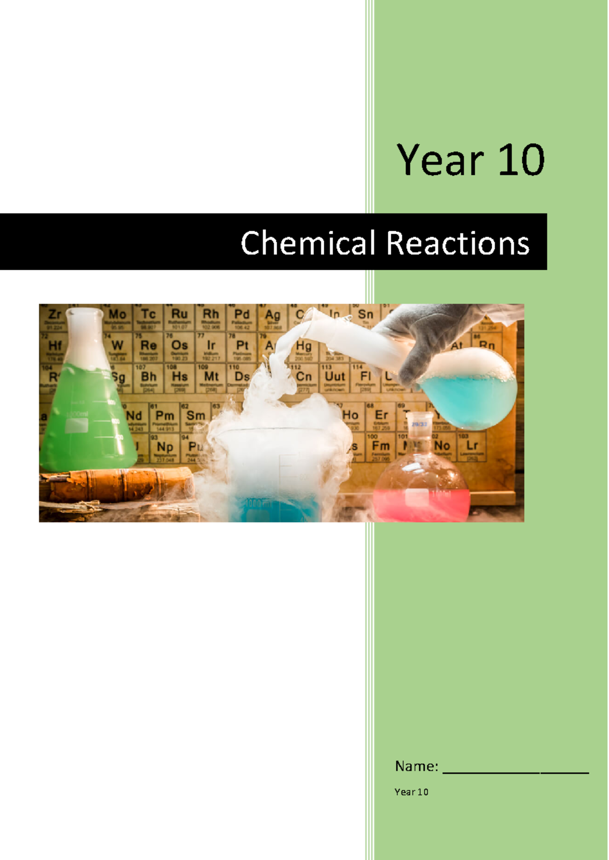 Year 10 Chemistry: Types of Reactions & Bonding Concepts - Studocu