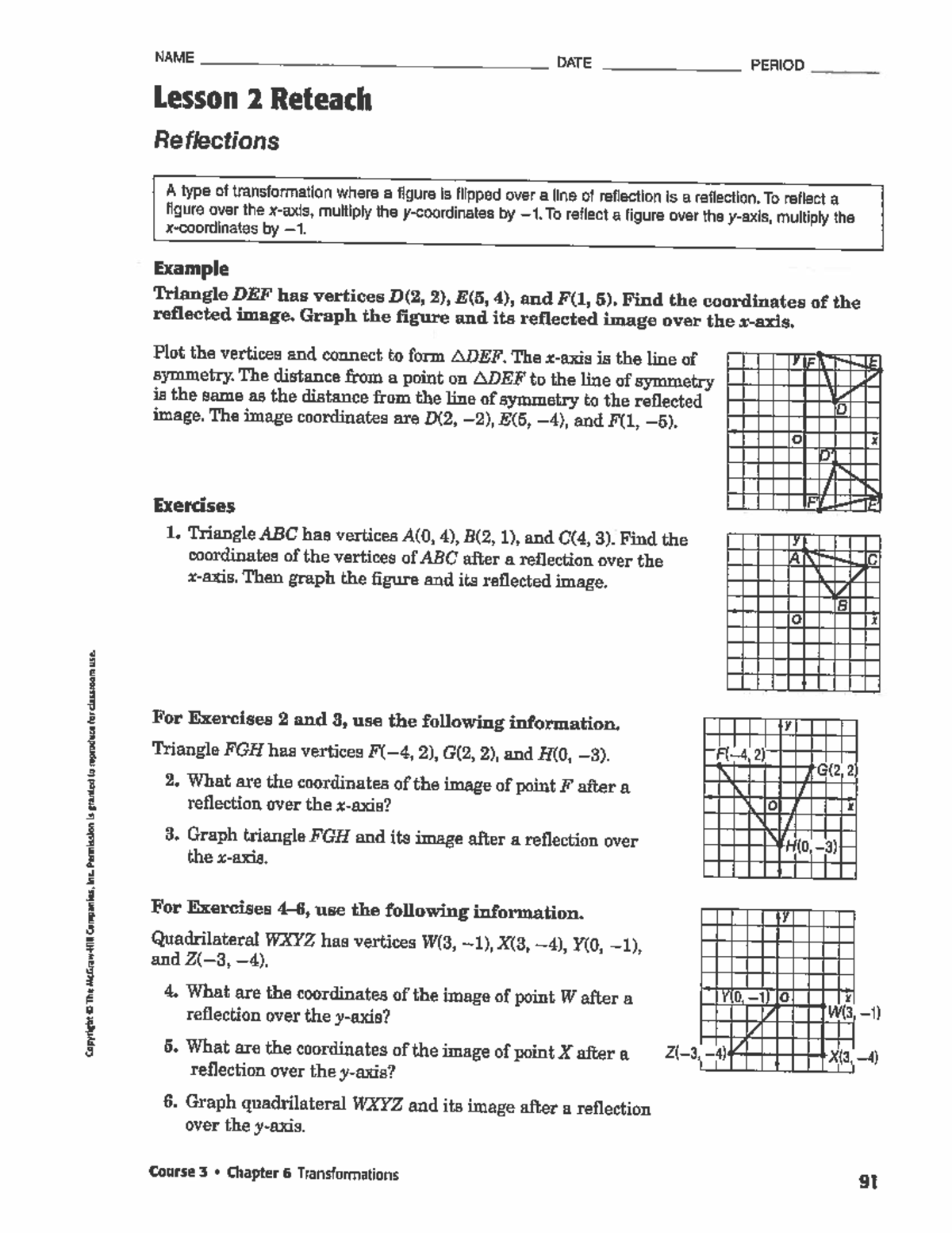 Math 8 - awdiadwasd - NAME DATE PERIOD Lesson 2 Reteach Reflections A ...